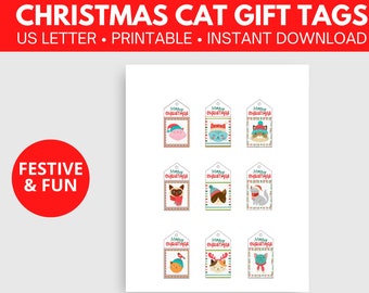 Christmas Cat Gift Tags - Etsy