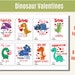 Printable Dinosaur Valentine Cards, Dinosaur Valentine Tags, Kids ...