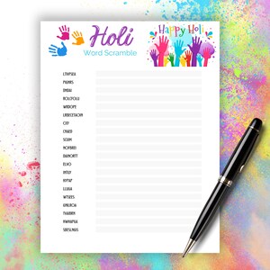 Holi Word Scramble, Printable Festival of Color Word Scramble Activity ...