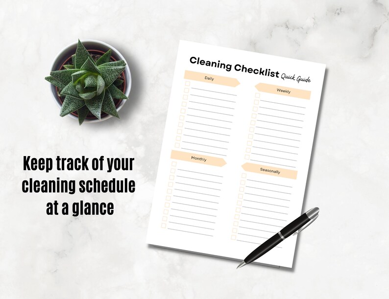 Printable Cleaning Schedule, Daily Cleaning, Weekly Cleaning, Monthly ...
