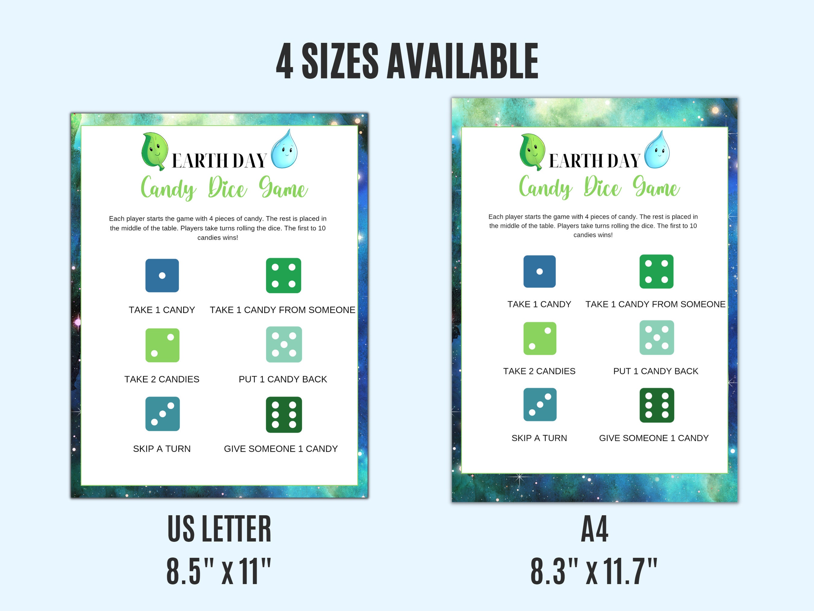 Earth Day Candy Dice Game, Printable Earth Day Candy Dice Game for Kids ...