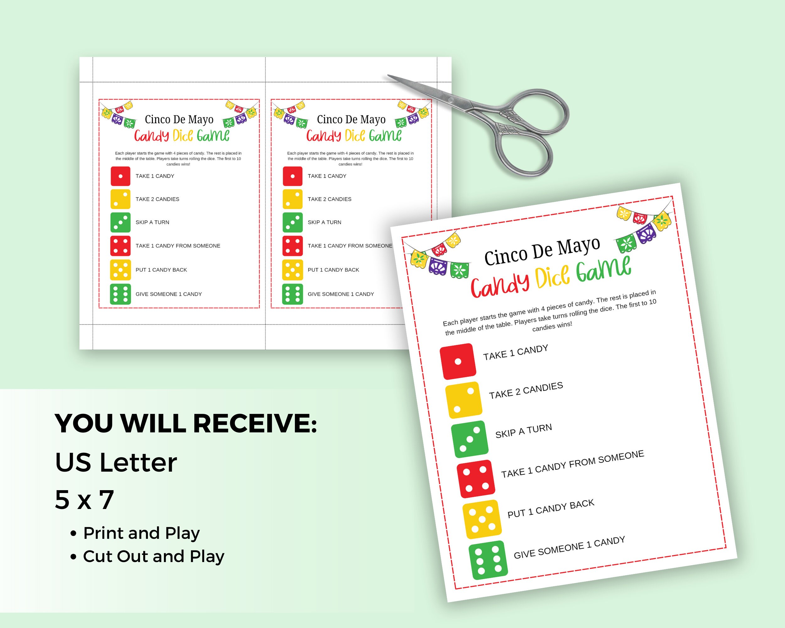Cinco De Mayo Candy Dice Game, Printable Cinco De Mayo Activity, Cinco ...