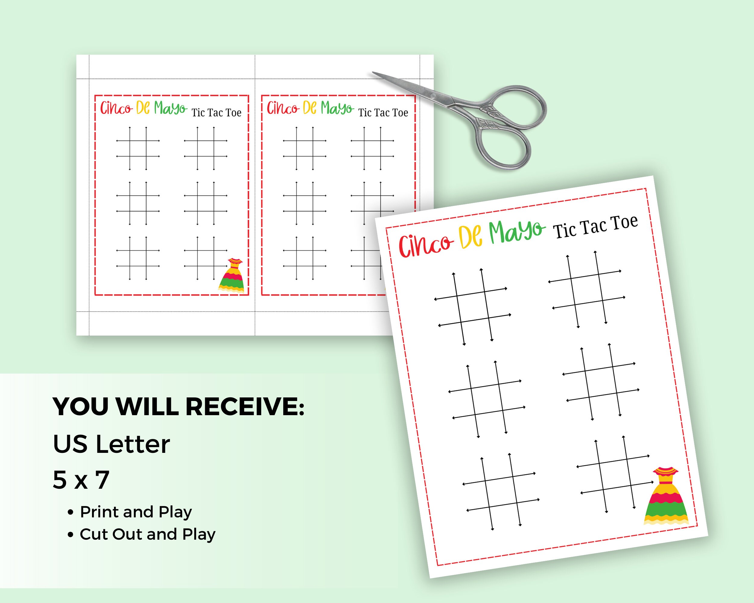 Cinco De Mayo Tic Tac Toe Game, Printable Cinco De Mayo Activity, Cinco ...