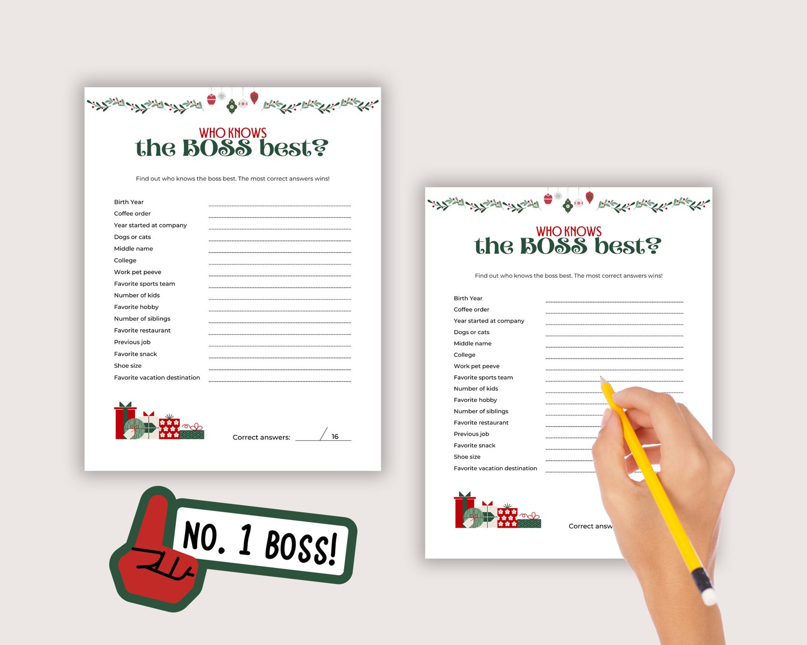 Christmas Office Party Who Knows Boss Best Game, Printable Christmas ...