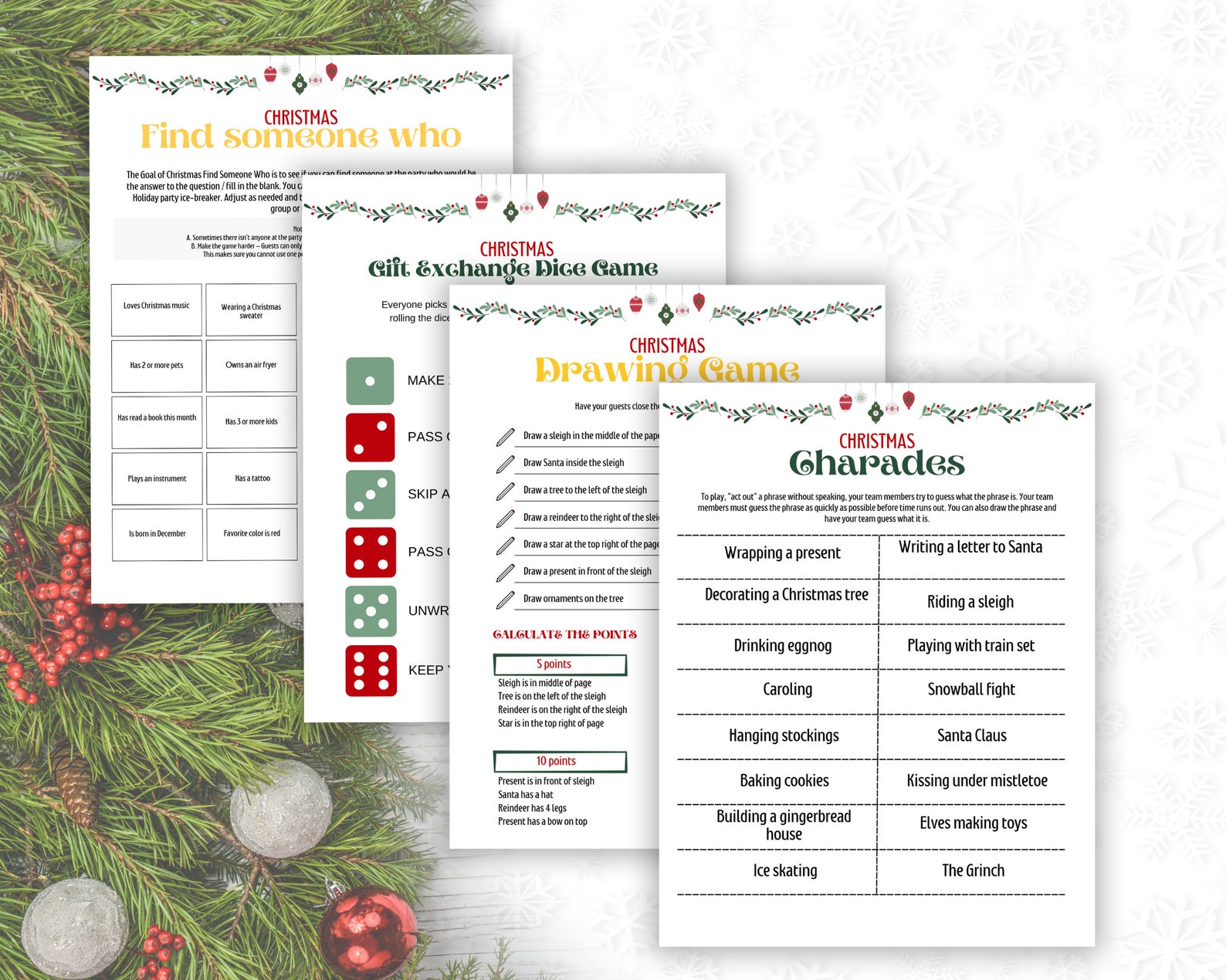 Christmas Party Game Bundle, Printable Holiday Party Games, Group Game ...