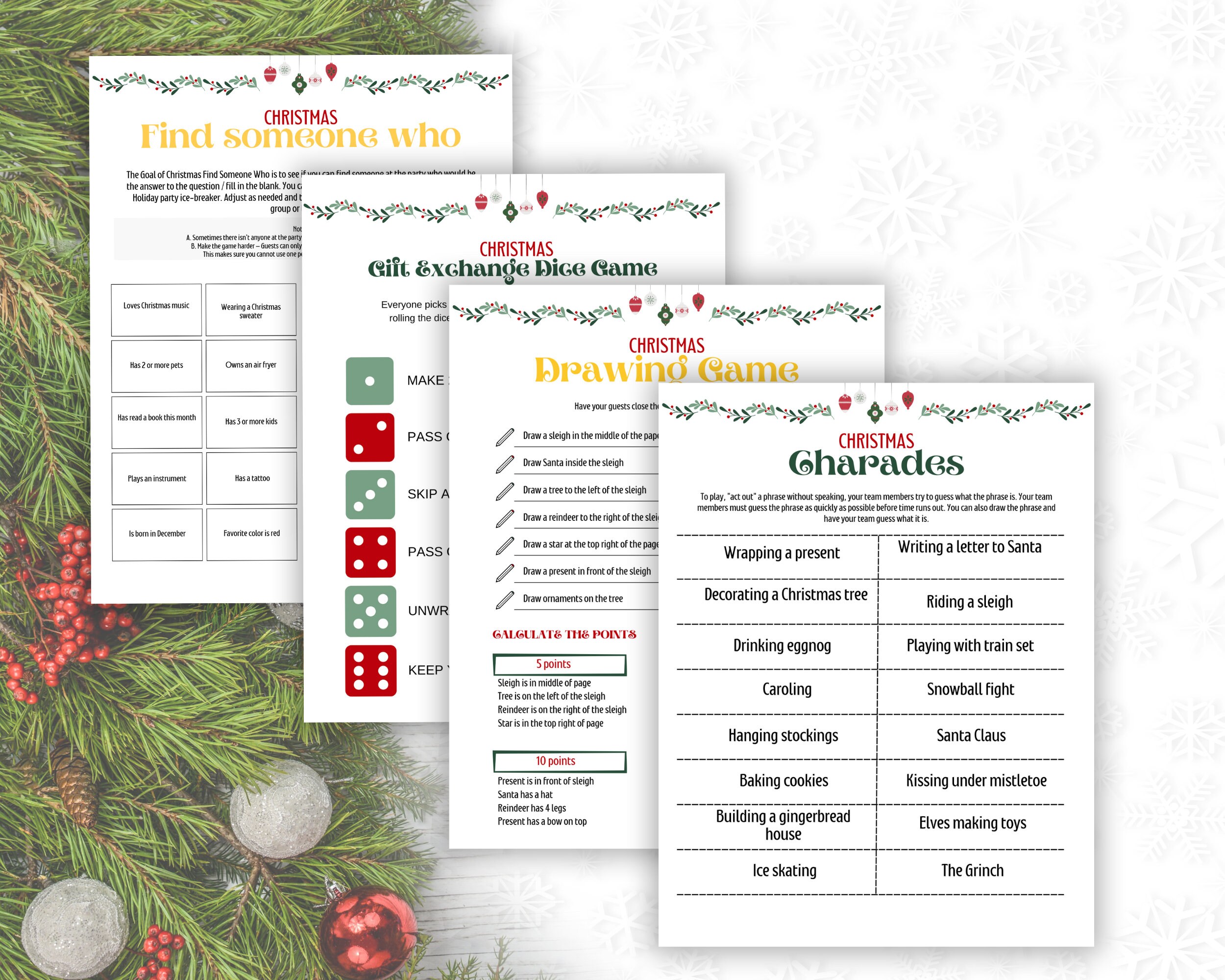 Christmas Party Game Bundle Printable Holiday Party Games 18 - Etsy