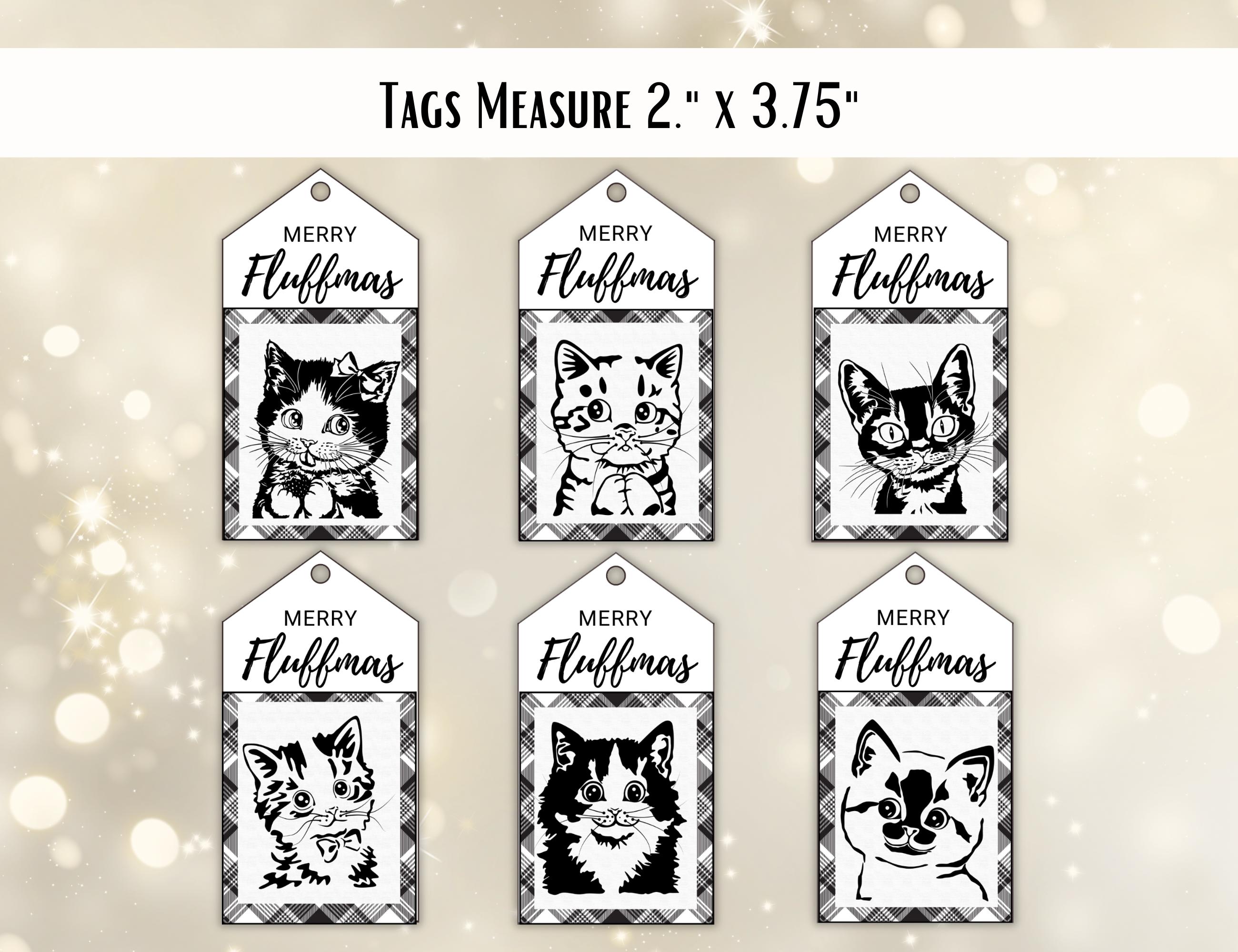 Cat Christmas Gift Tags, Printable Cat Holiday Hang Tags, Christmas ...