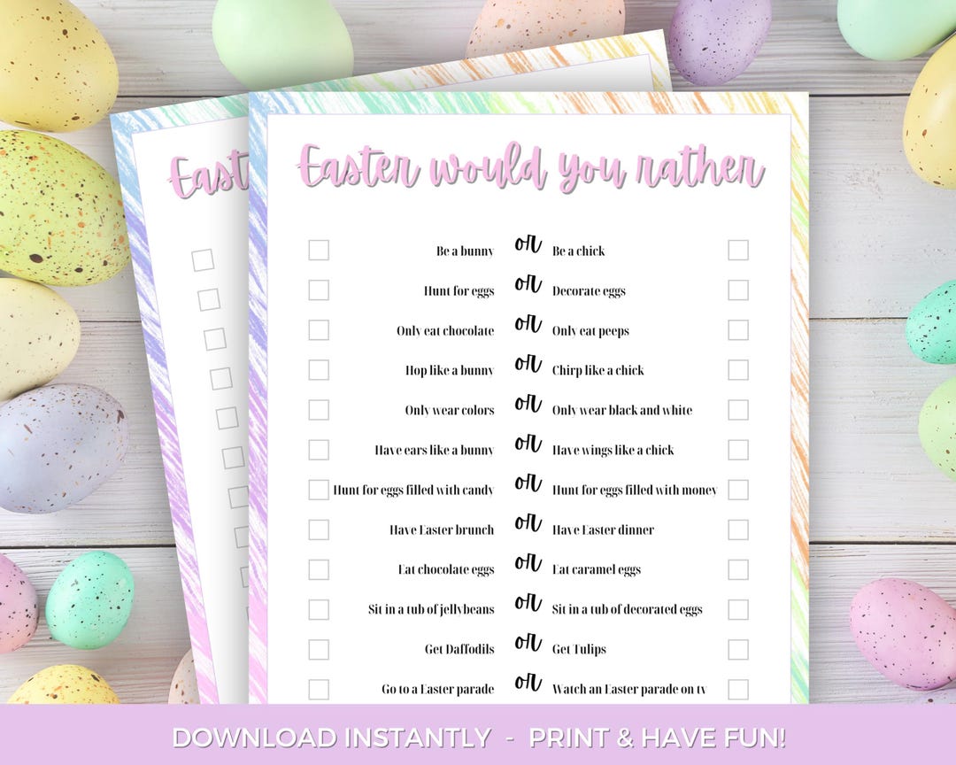Easter Would You Rather Game, Printable Easter This or That Activity ...