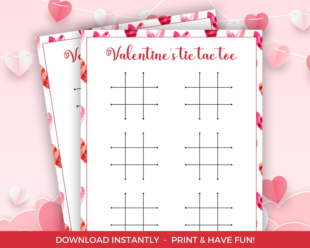 Valentine's Day Tic Tac Toe Game, Printable Valentine's Day Game ...