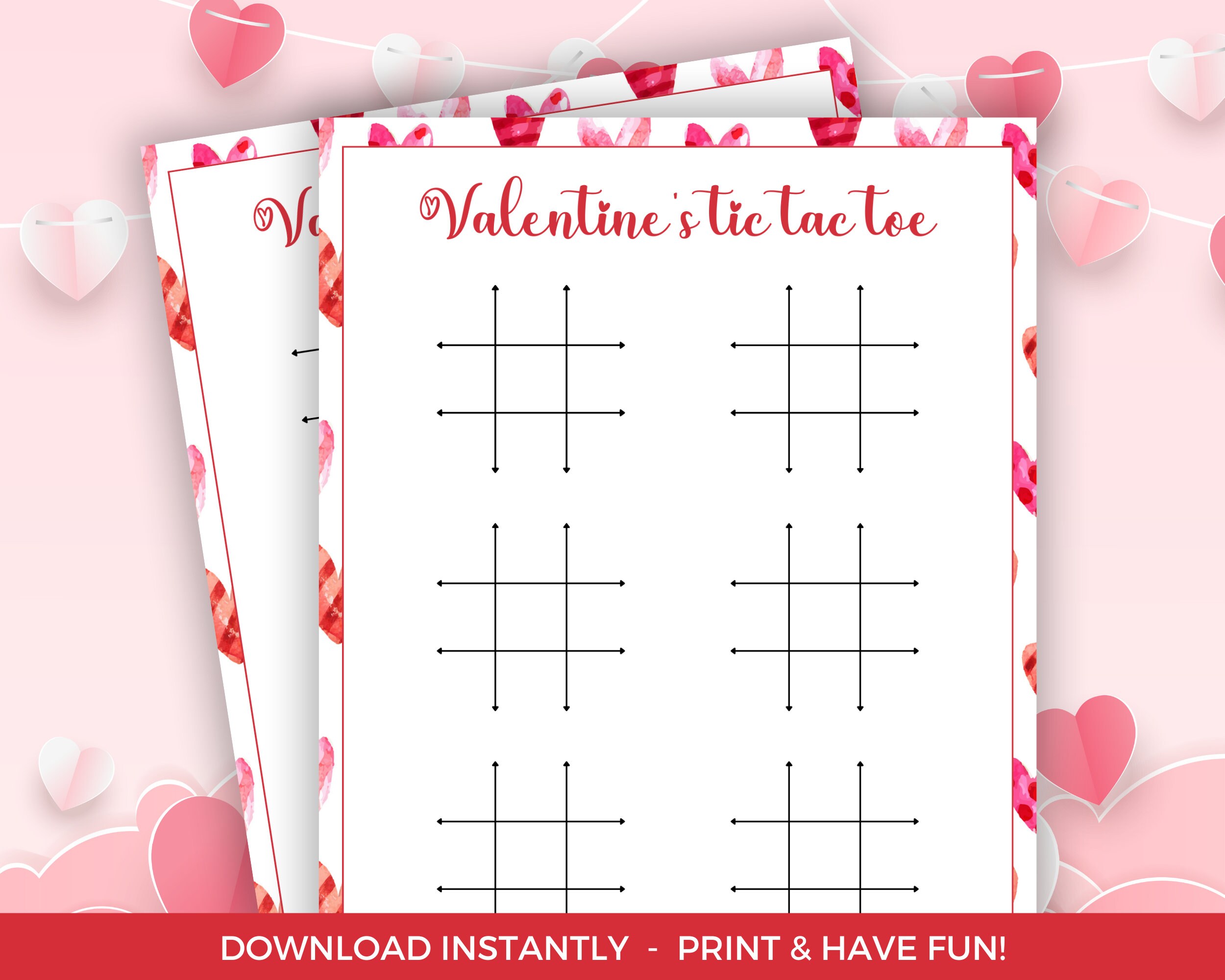 Valentine's Day Tic Tac Toe Game, Printable Valentine's Day Game ...