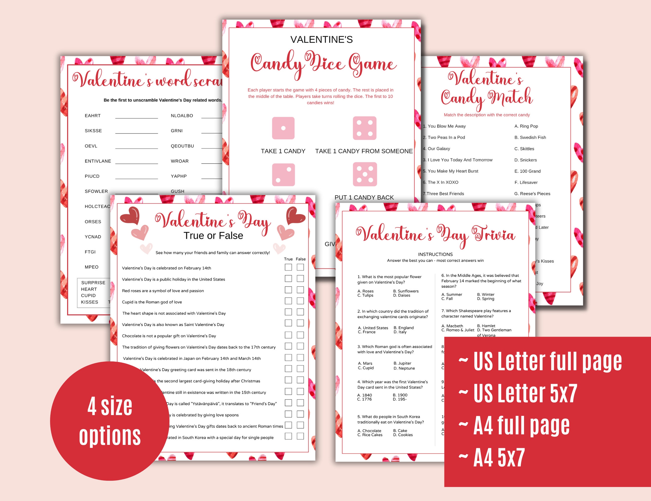 Printable Valentine Day Game Bundle, Valentines Games for Kids ...