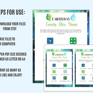 Earth Day Candy Dice Game, Printable Earth Day Candy Dice Game for Kids ...