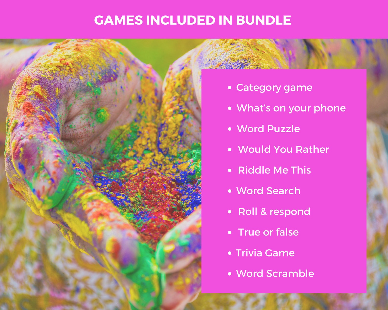 Holi Festival Games Bundle, Printable Holi Festival Activity Bundle ...