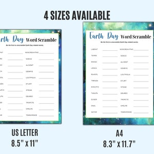 Earth Day Word Scramble Game, Printable Earth Day Word Scramble for ...