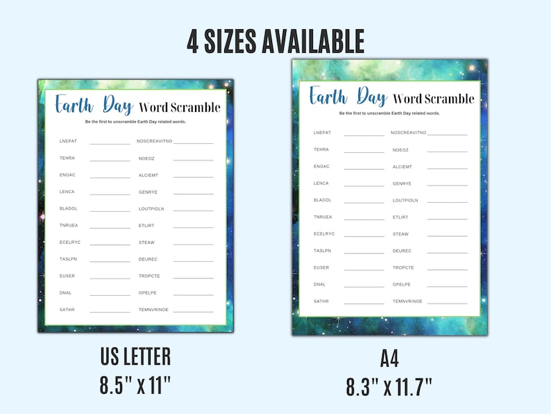 Earth Day Word Scramble Game, Printable Earth Day Word Scramble for ...