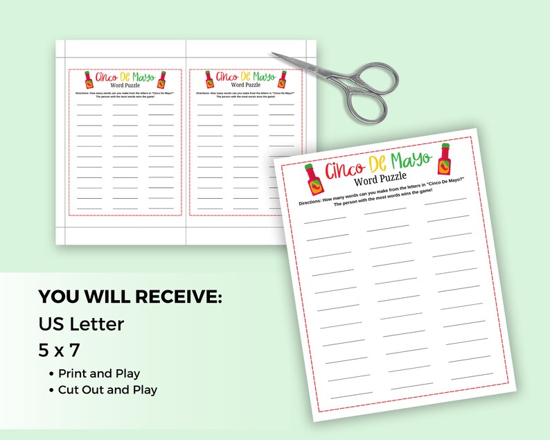 Cinco De Mayo Word Puzzle Game, Printable Cinco De Mayo Activity, Cinco ...