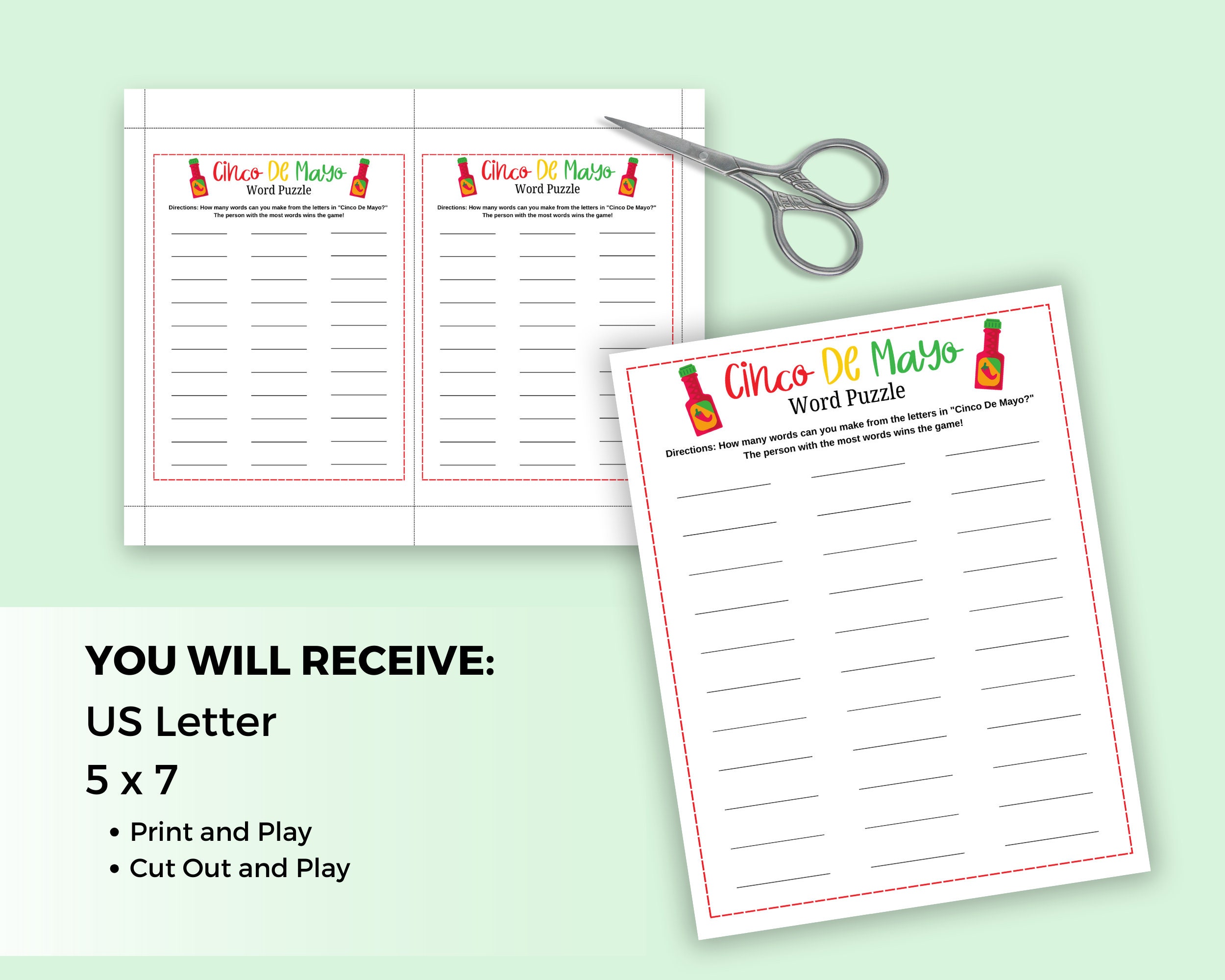 Cinco De Mayo Word Puzzle Game, Printable Cinco De Mayo Activity, Cinco ...