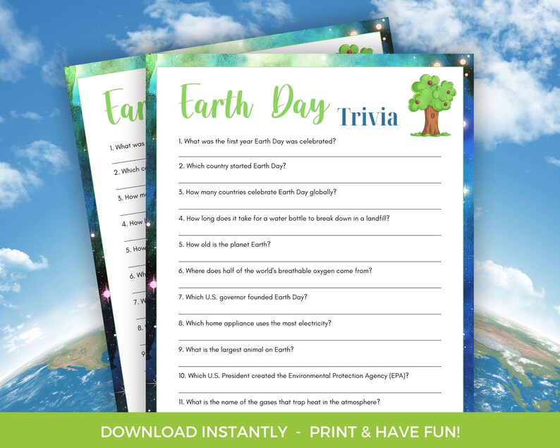 Earth Day Trivia Game, Printable Earth Day Trivia Activity, Classroom ...