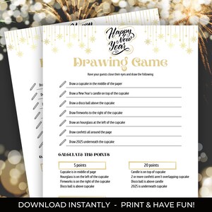 New Year's Drawing Game, Printable Drawing Challenge Game, New Years ...