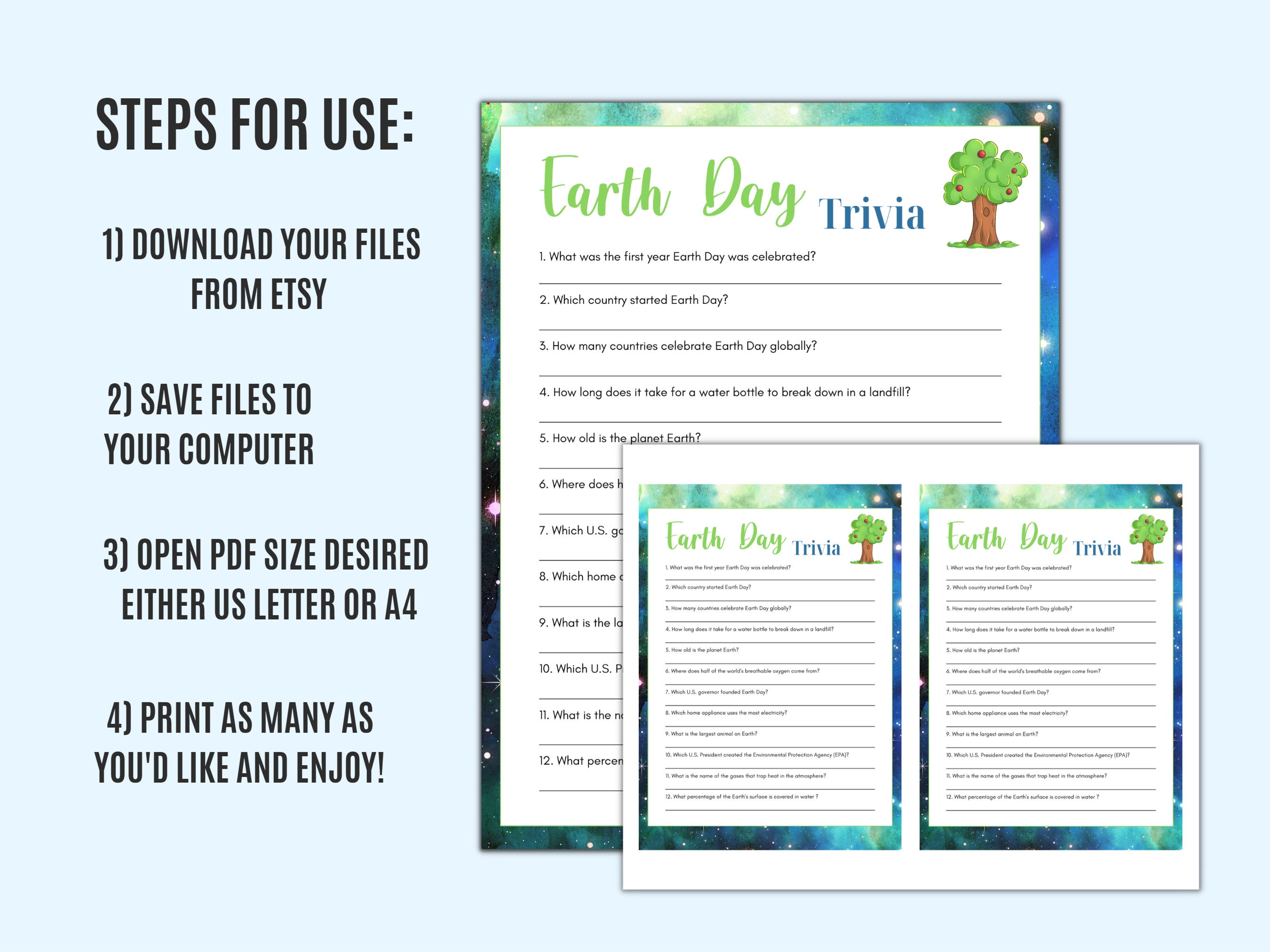 Earth Day Trivia Game, Printable Earth Day Trivia Game for Kids ...