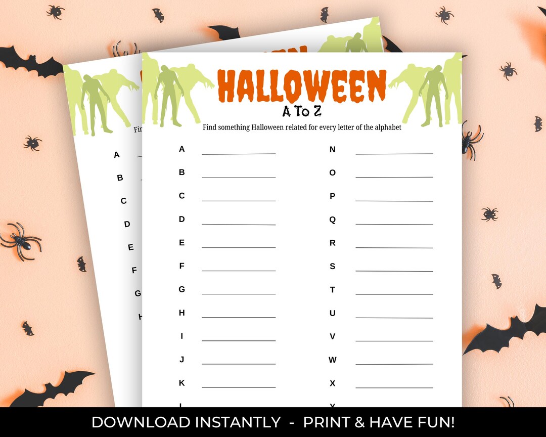 Halloween A to Z Game, Printable Halloween A to Z Race, Halloween Party ...