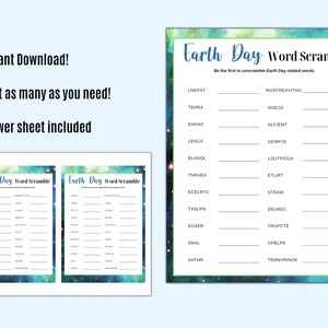 Earth Day Word Scramble Game, Printable Earth Day Word Scramble for ...