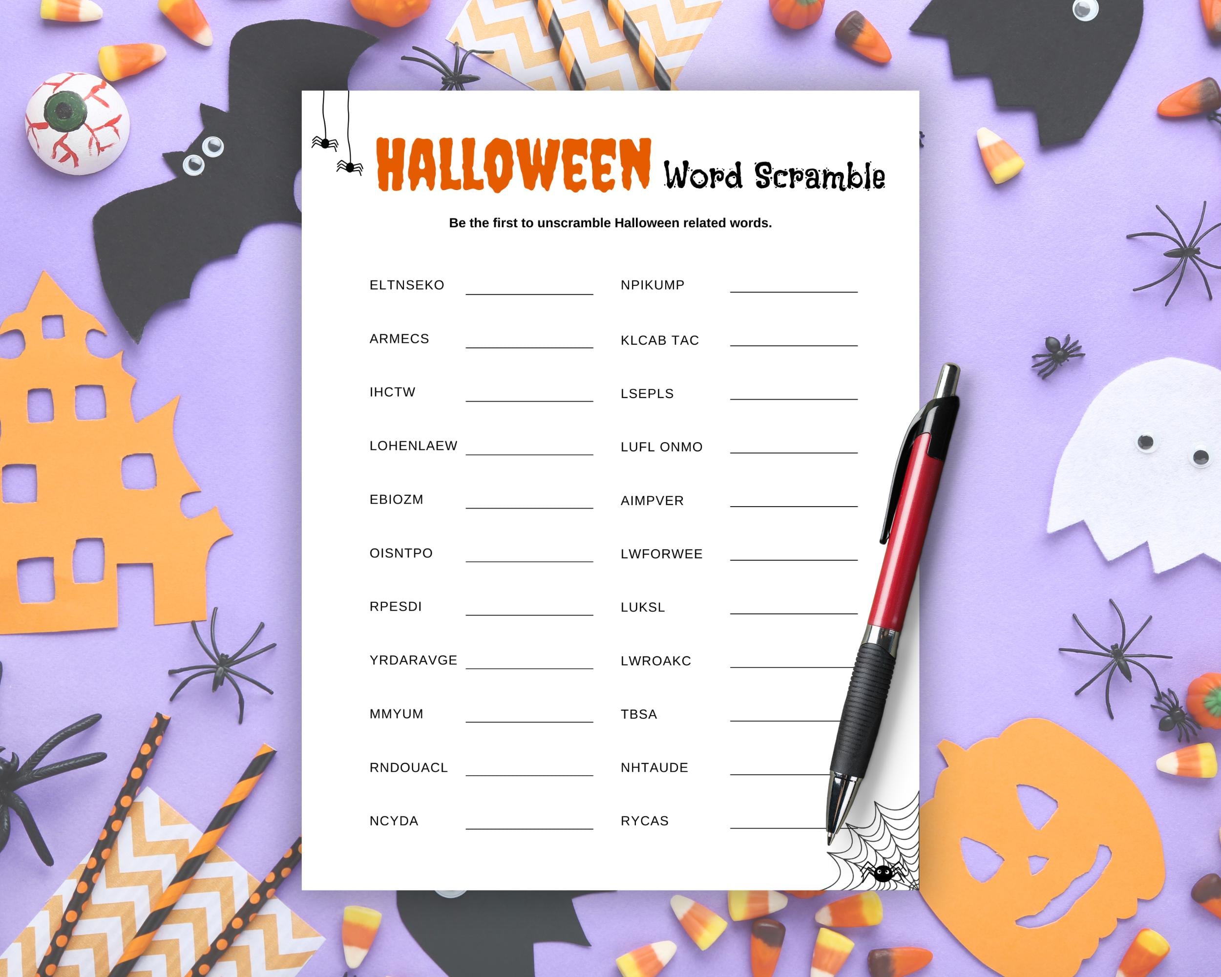 Halloween Word Scramble Game, Halloween Game Night, Halloween Printable ...