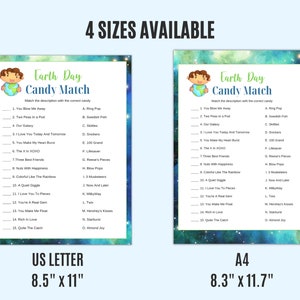 Earth Day Candy Match Game, Printable Earth Day Candy Match Game for ...