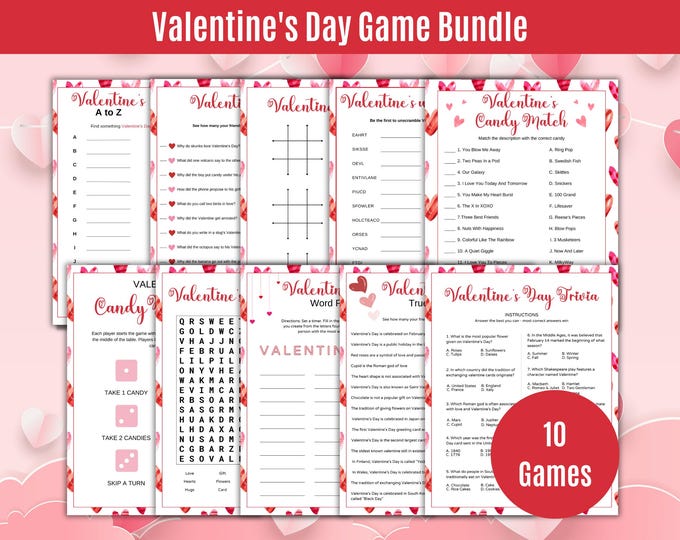 Valentine Party Game, Valentine Printable Games Bundle, Galentine and ...