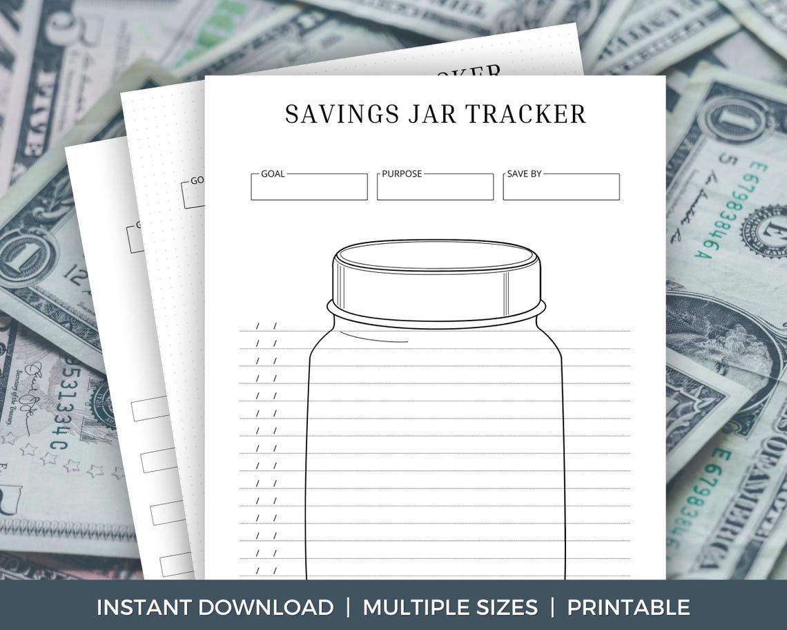 Savings Jar Tracker Template, Printable Savings Journal Page, Money ...