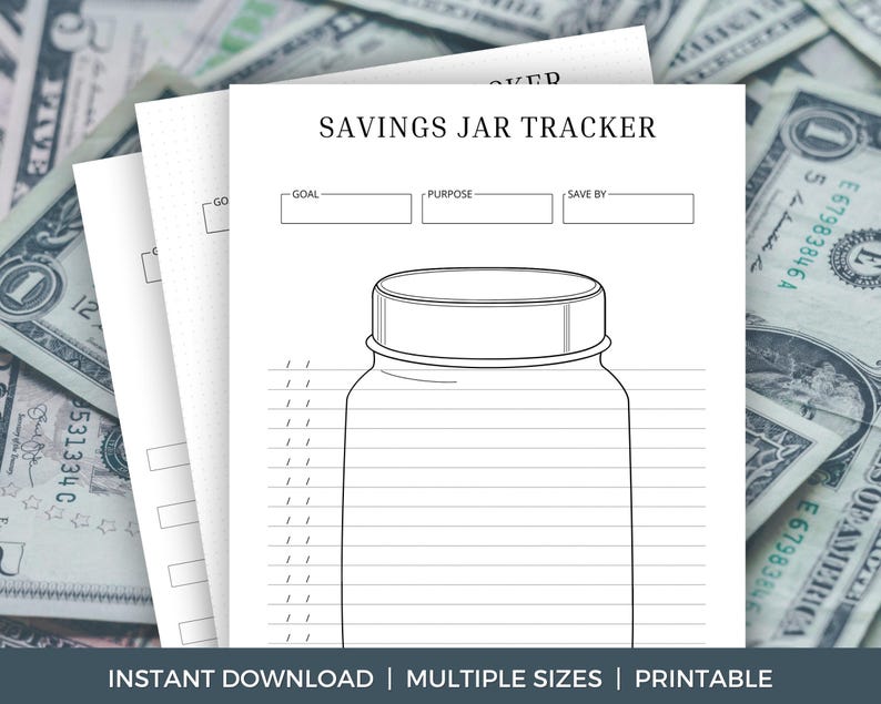 Savings Jar Tracker Template, Printable Savings Journal Page, Money Savings Challenge, Savings ...