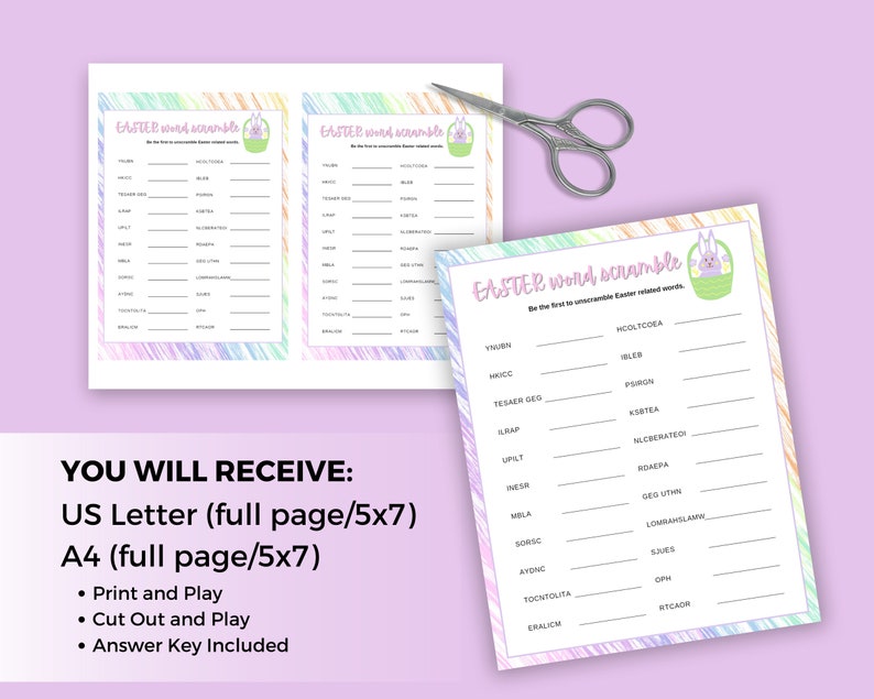 Easter Word Scramble Game, Printable Easter Word Scramble Activity ...