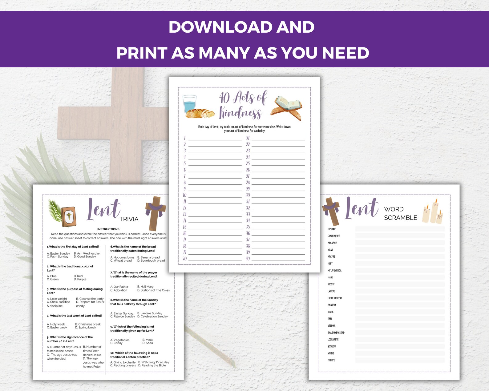 Lent Activity Bundle, Printable Lenten Party Games, Easter Activities ...