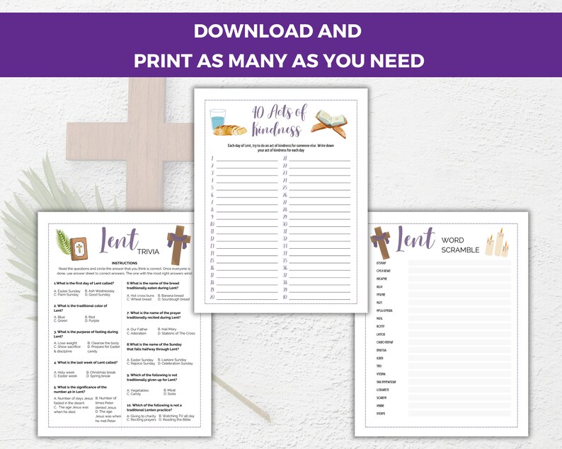 Lent Activity Bundle, Printable Lenten Party Games, Easter Activities ...