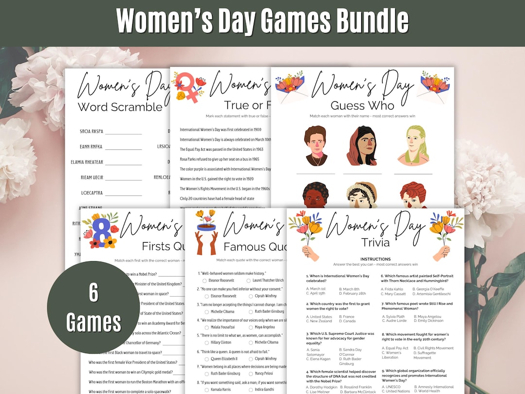 International Women's Day Games Bundle, Printable Women's History Month ...