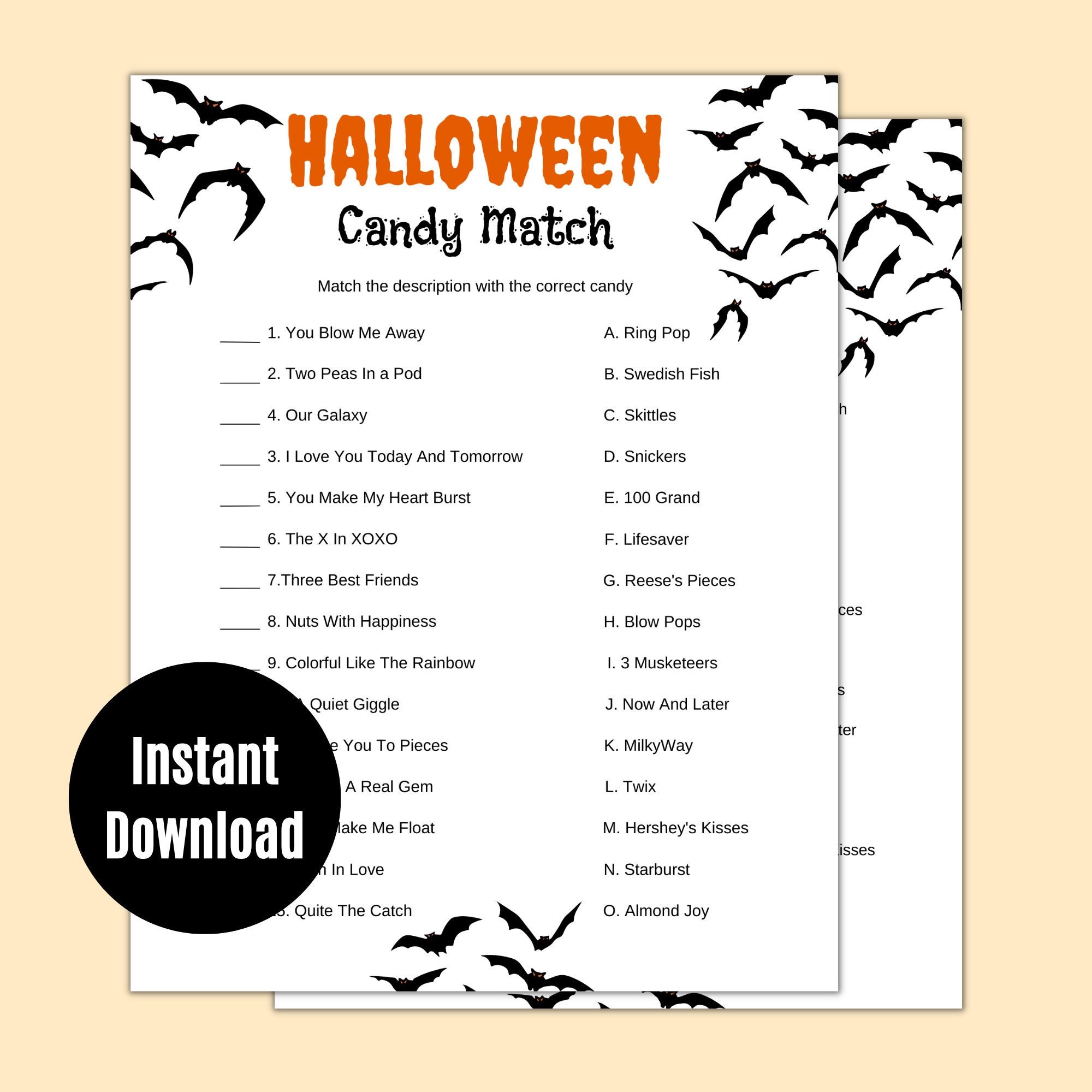 Halloween Candy Match up Game, Halloween Candy Printable Game ...