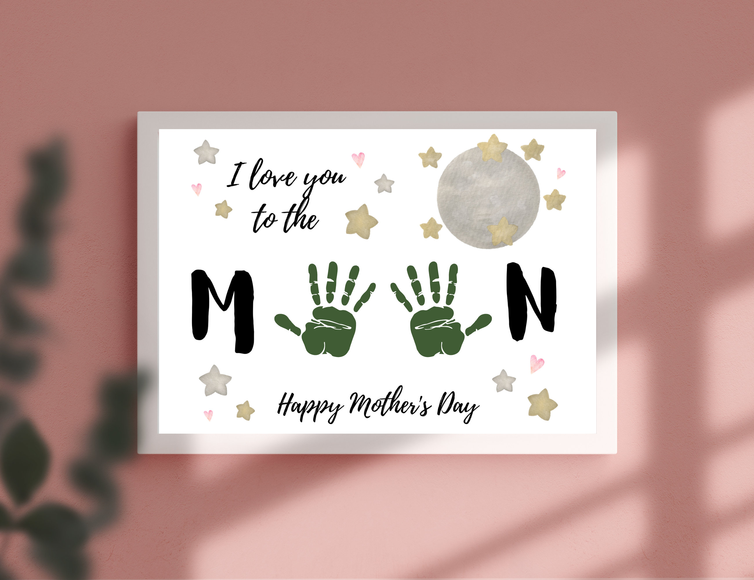 I Love You to the Moon Handprint Art, Mother's Day Printable, Mother's ...