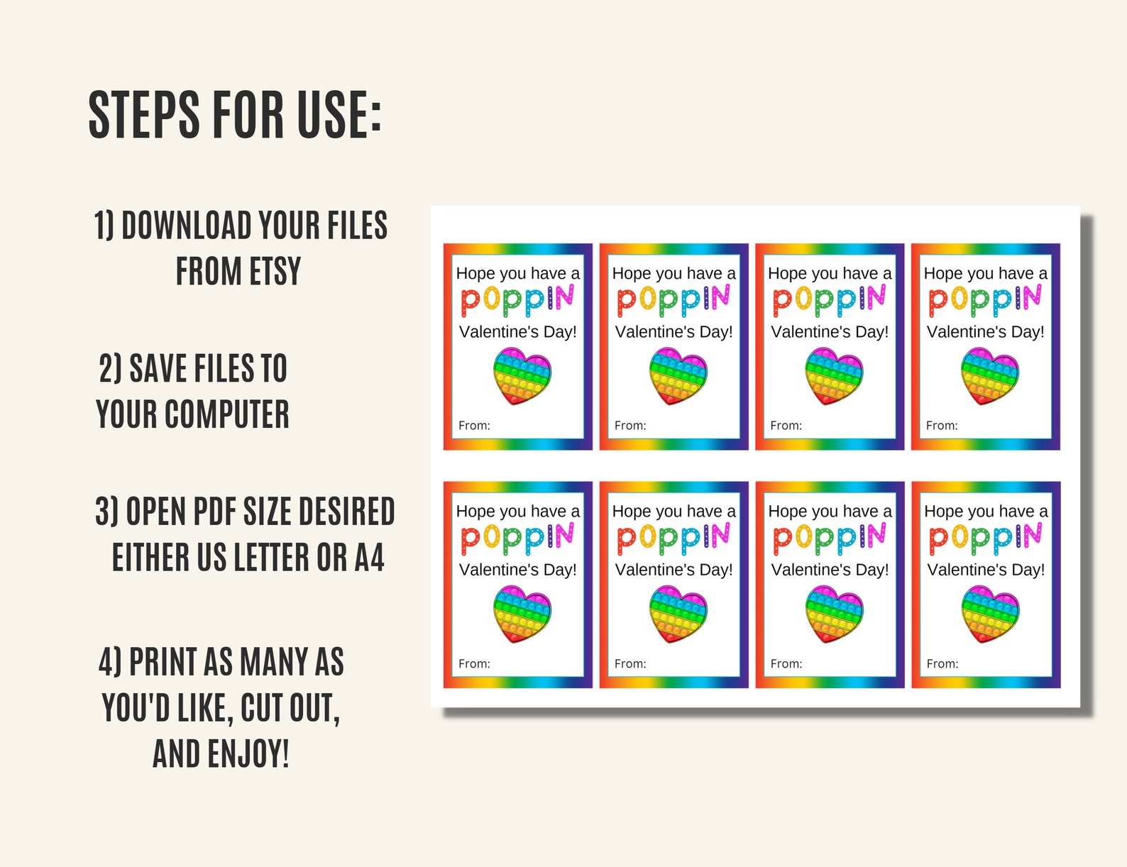 Printable Pop It Valentine Cards, Pop It Valentine Tags, Kids Valentine ...