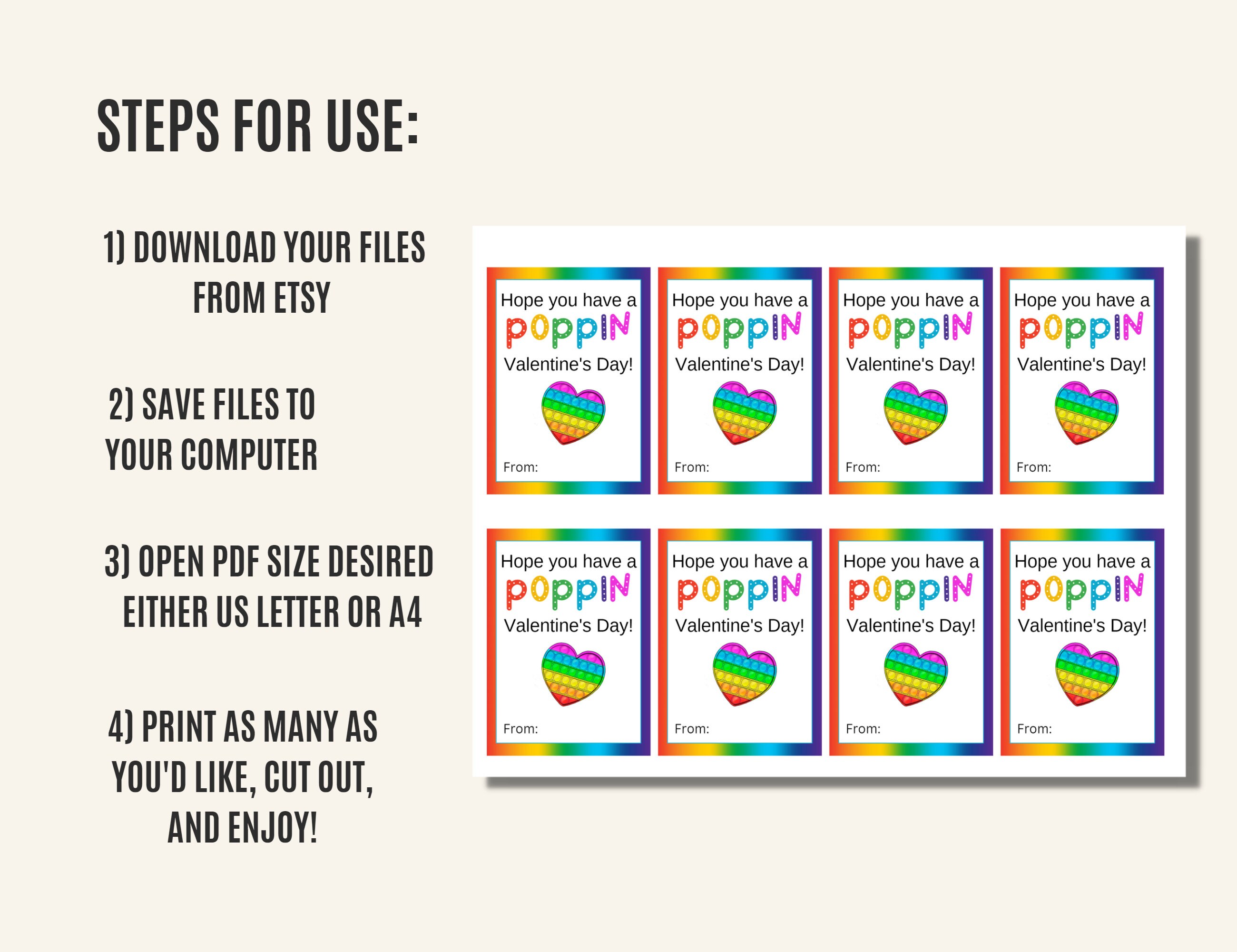 Printable Pop It Valentine Cards, Pop It Valentine Tags, Kids Valentine ...