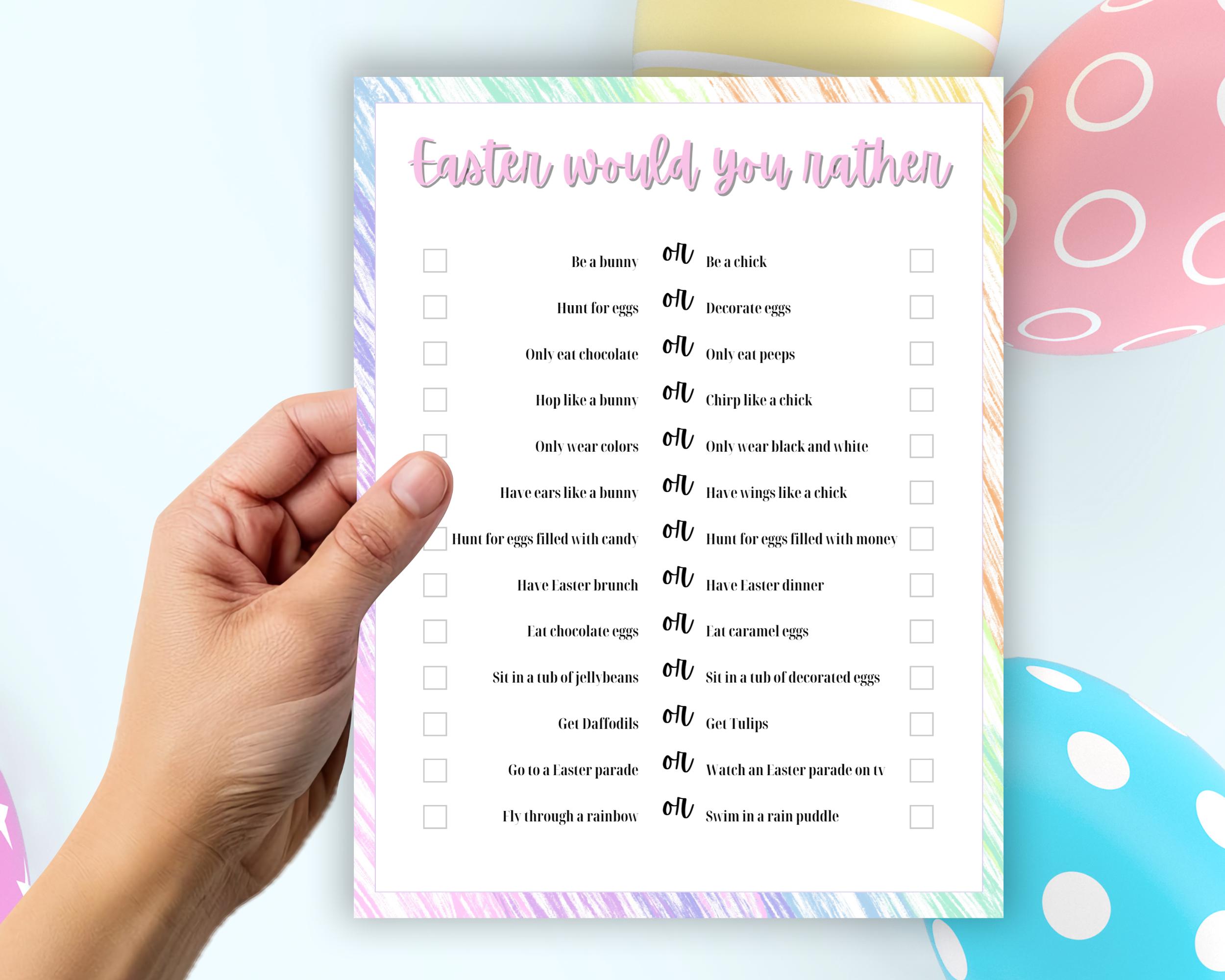 Easter Would You Rather Game, Printable Easter This or That Activity ...