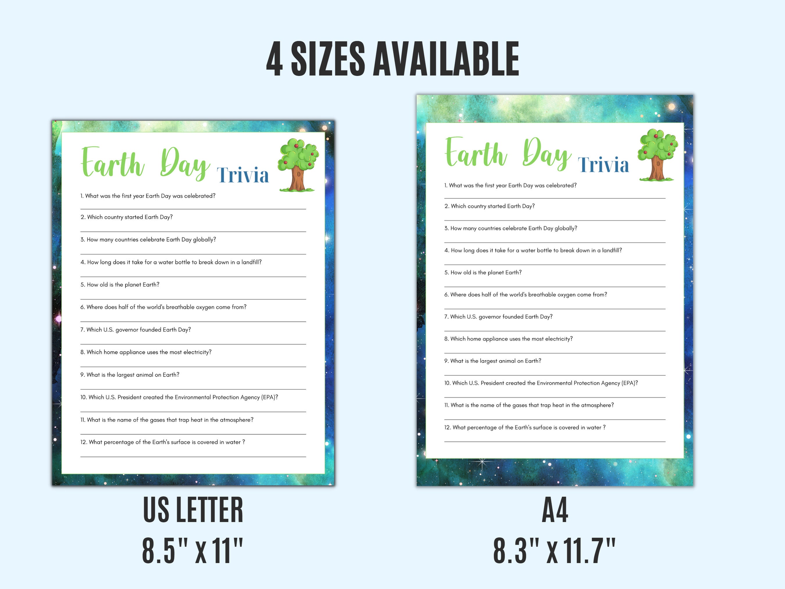 Earth Day Trivia Game, Printable Earth Day Trivia Game for Kids ...