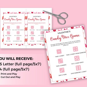 Valentine's Day Candy Dice Game, Printable Valentine's Day Game ...