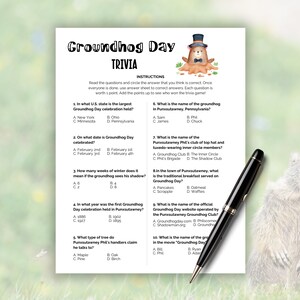 Groundhog Day Trivia Game, Printable Trivia Game, Groundhog Day Party ...