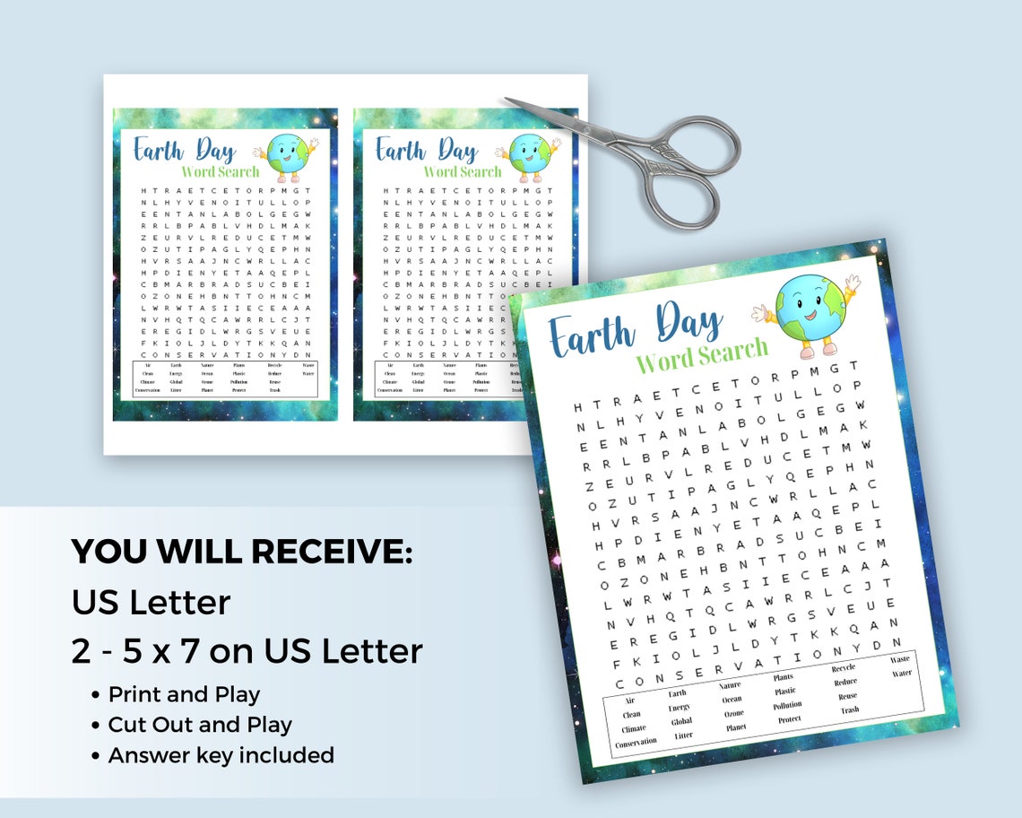 Earth Day Word Search Game, Printable Earth Day Word Search Activity ...