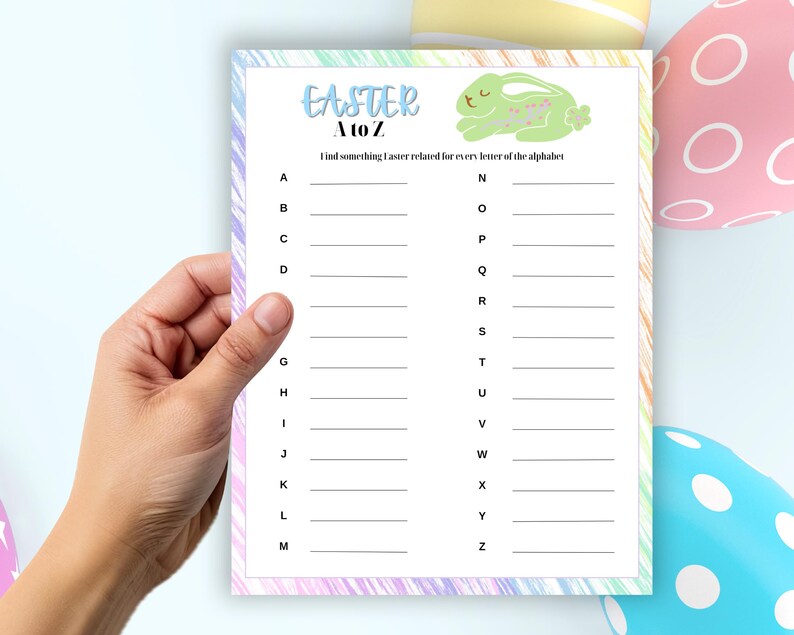 Easter A to Z Game, Printable Easter A to Z Activity, Easter Party ...