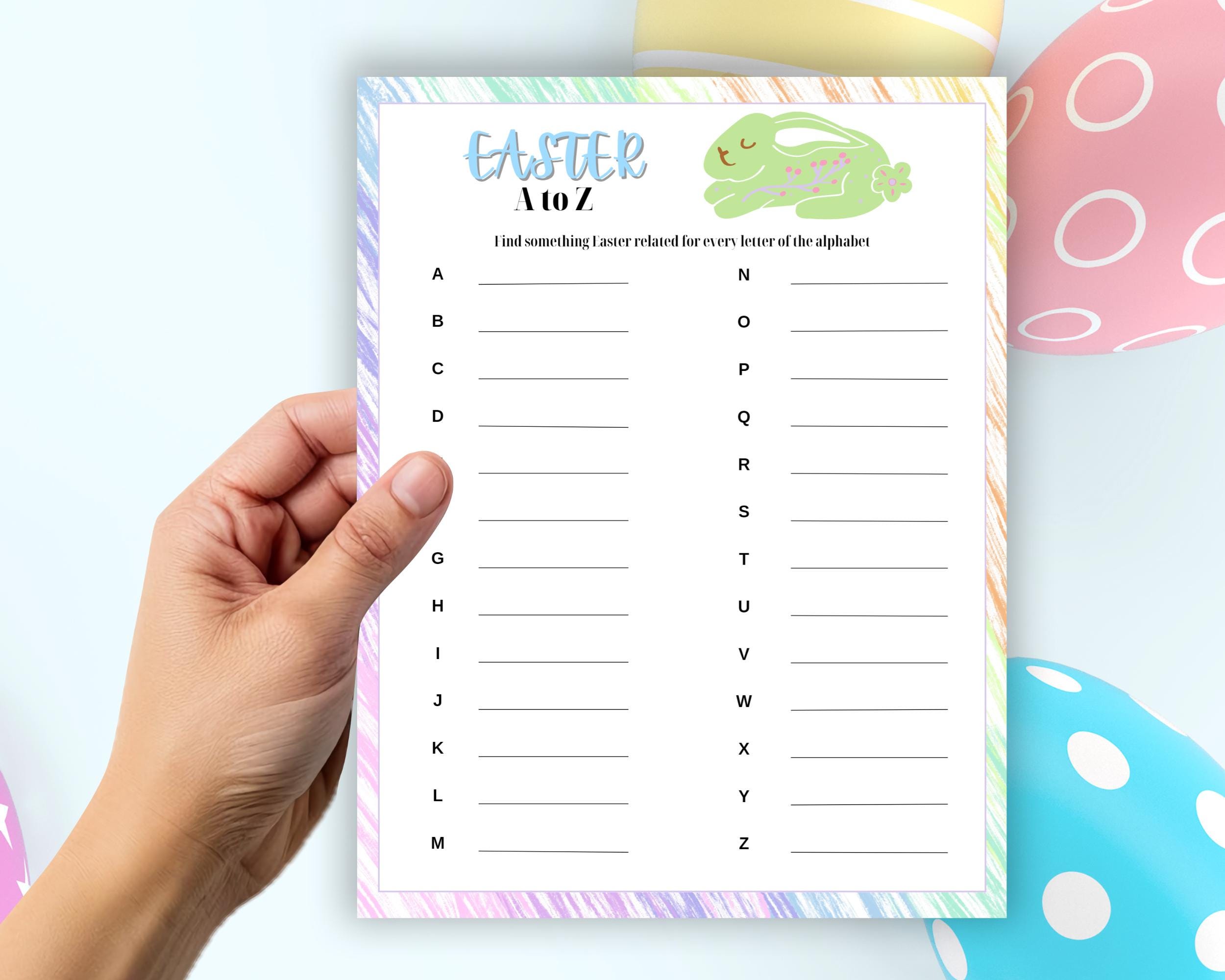 Easter A to Z Game, Printable Easter A to Z Activity, Easter Party ...