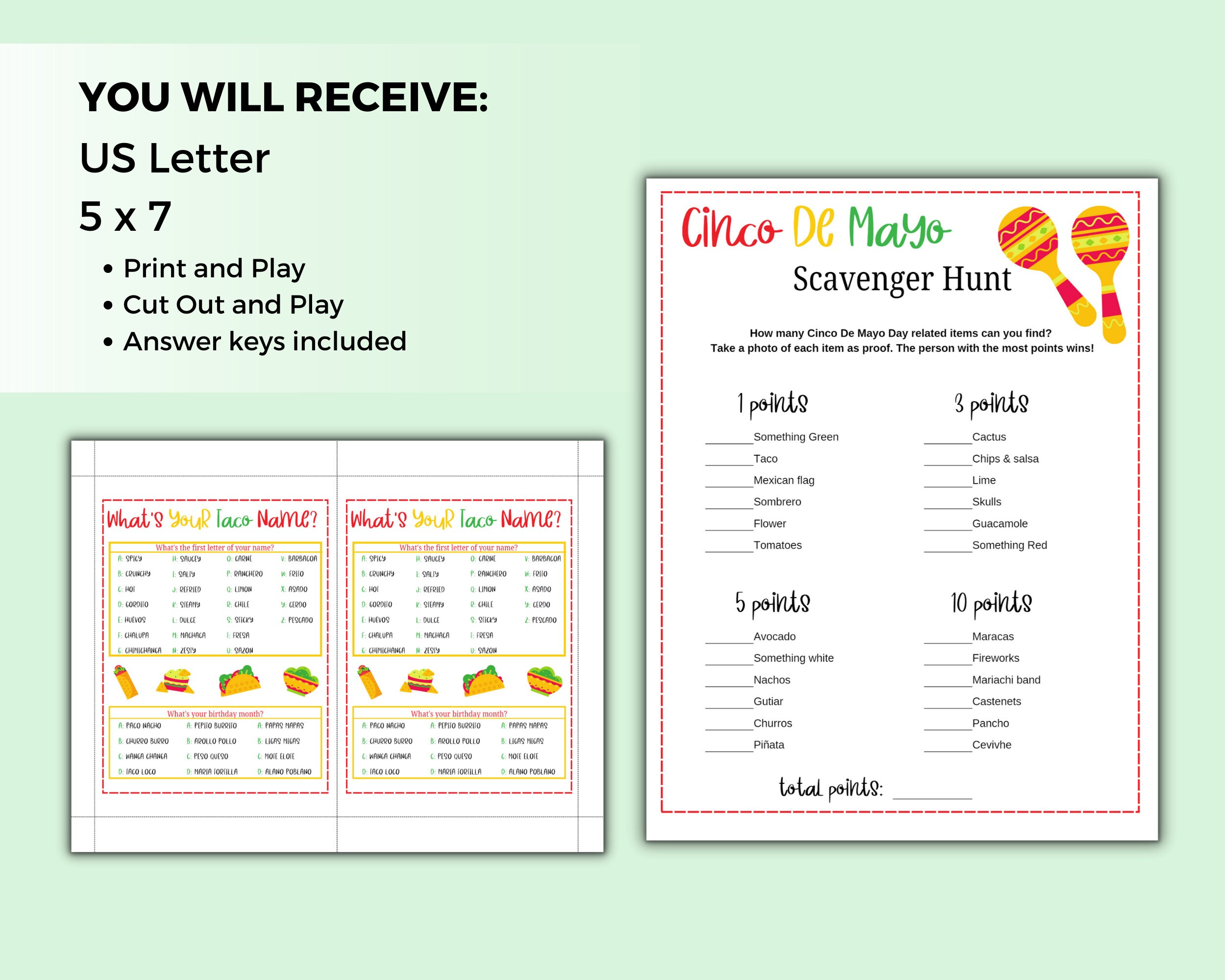 Cinco De Mayo Game Bundle, Printable Cinco De Mayo Games, Cinco De Mayo ...
