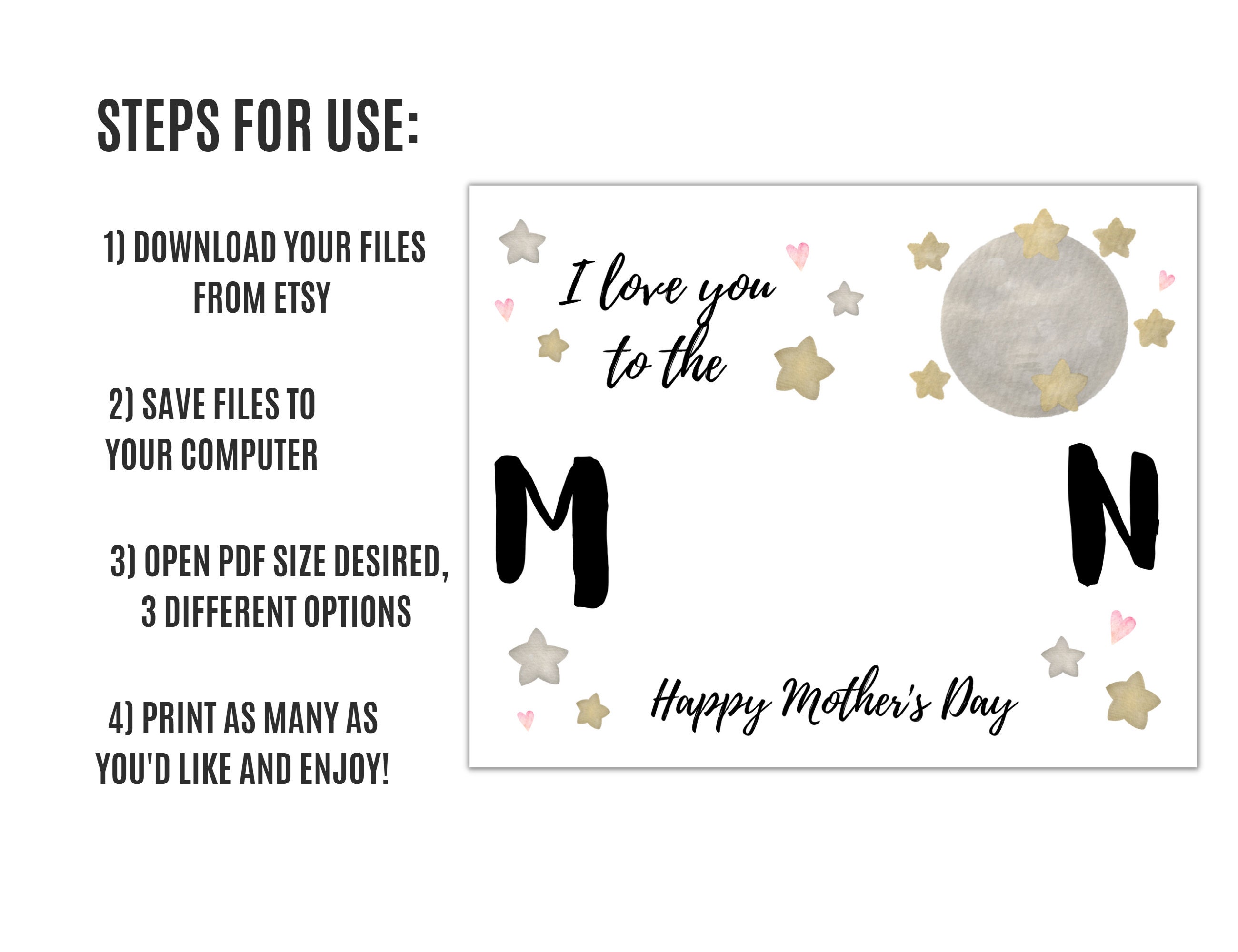 I Love You to the Moon Handprint Art, Mother's Day Printable, Mother's ...
