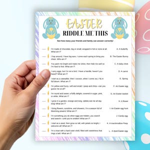 Easter Riddles Game Printable, Easter Jokes Activity, Easter Party ...