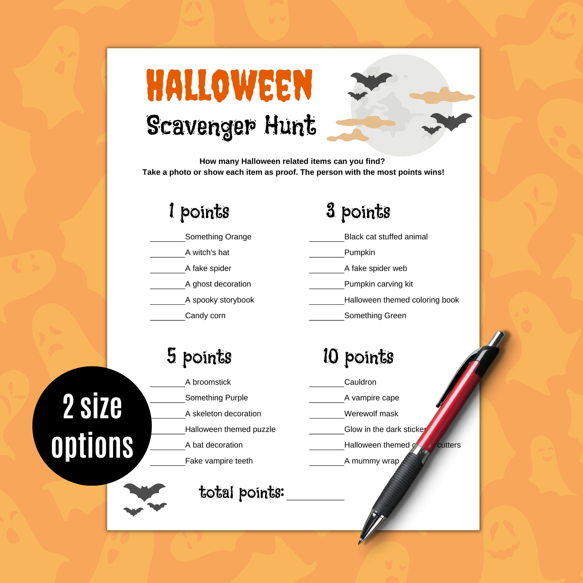 Halloween Photo Scavenger Hunt Game, Printable Halloween Selfie ...